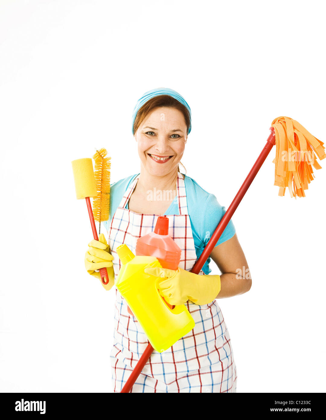 Cleaning lady at work Stock Photo - Alamy