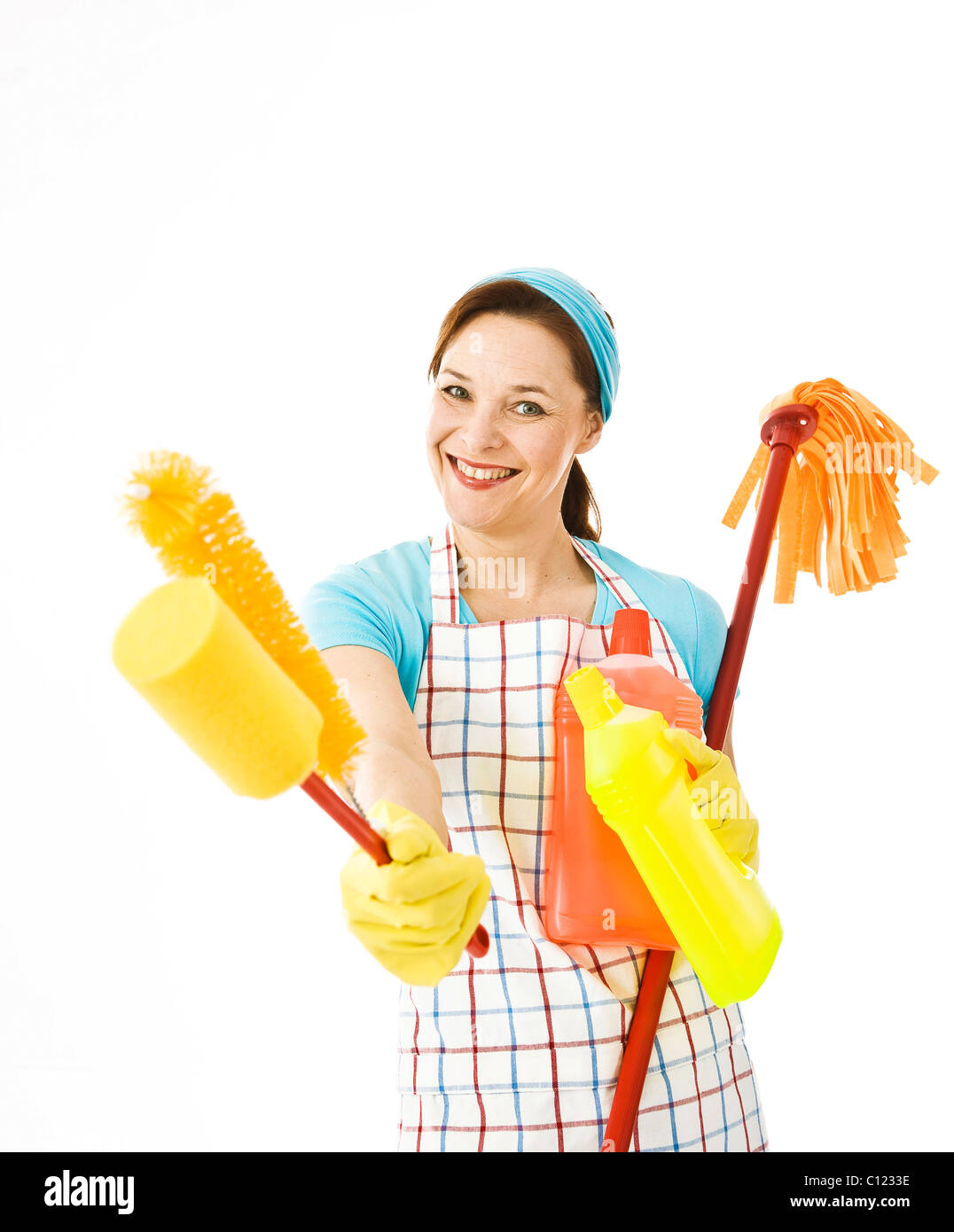Cleaning lady at work Stock Photo - Alamy