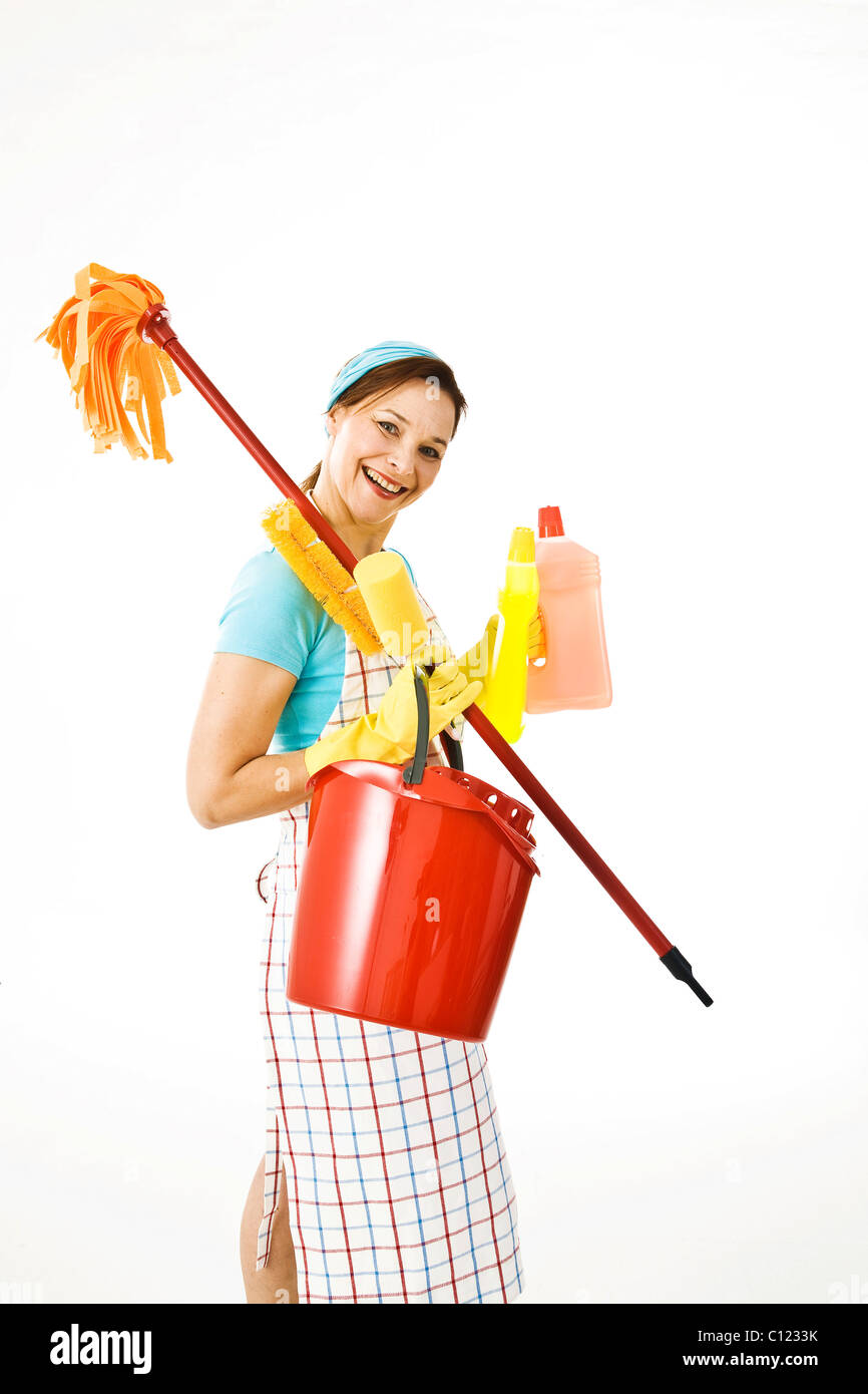 Cleaning lady at work Stock Photo - Alamy