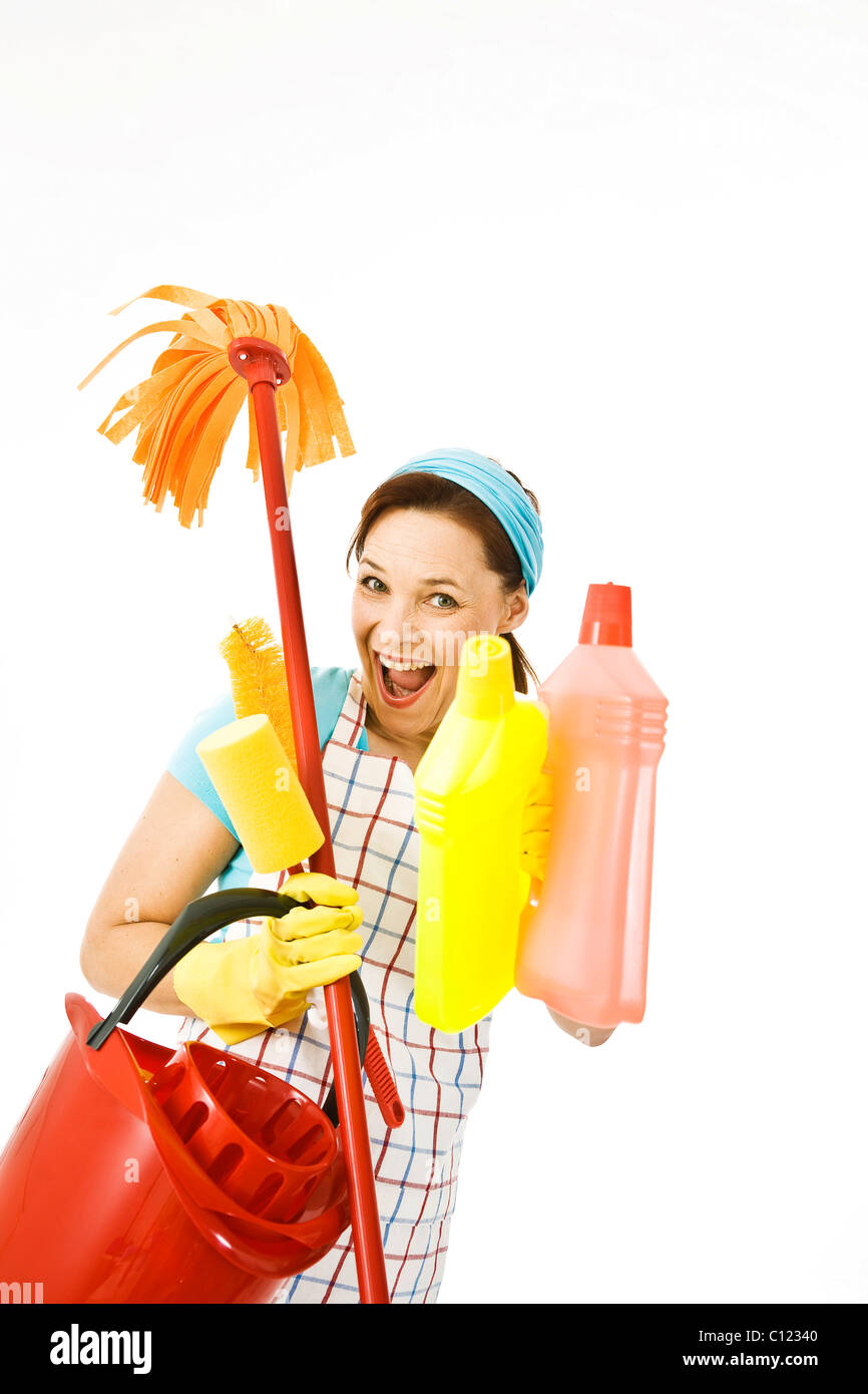 Cleaning lady at work Stock Photo - Alamy