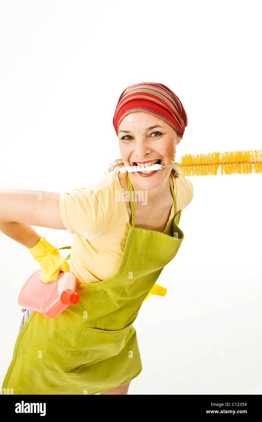 Cleaning lady at work Stock Photo - Alamy