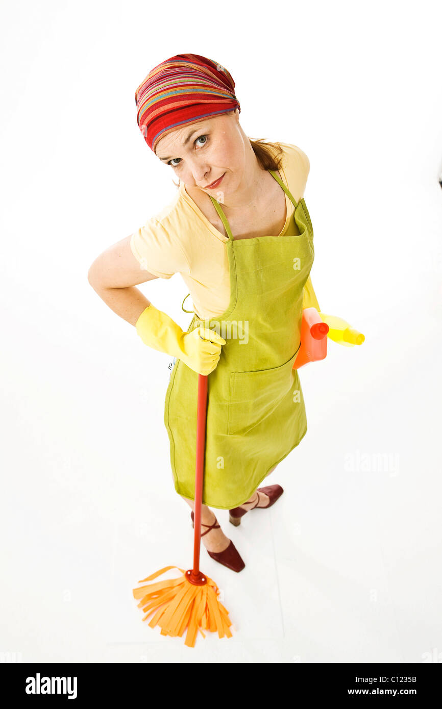 Cleaning lady at work Stock Photo - Alamy