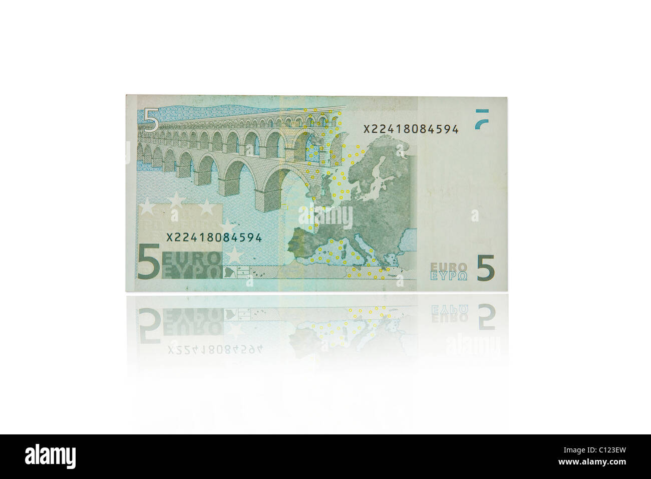 5 euro banknote, back Stock Photo - Alamy