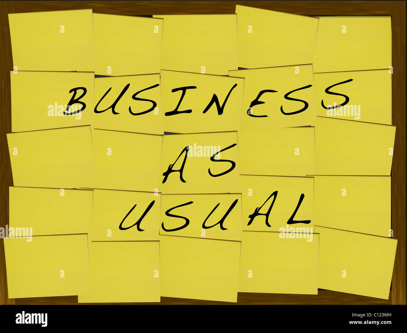 business-as-usual-text-on-yellow-post-it-notes-in-a-frame-stock-photo