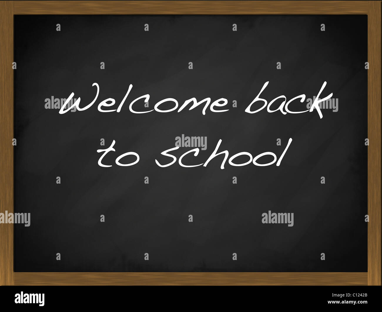Welcome back to school white text on a framed blackboard Stock Photo ...