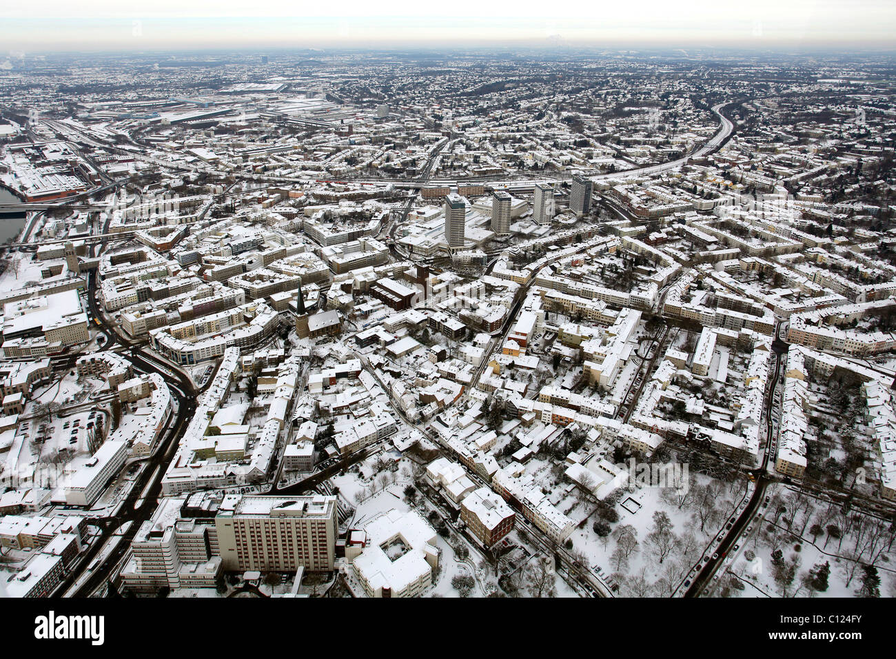Aerial view, downtown, Muelheim an der Ruhr, Ruhrgebiet region, North ...