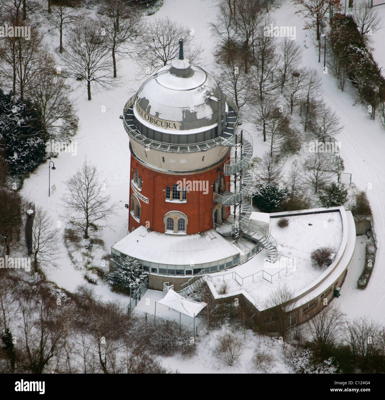 Aerial view, former water tower, historical monument, camera obscura ...