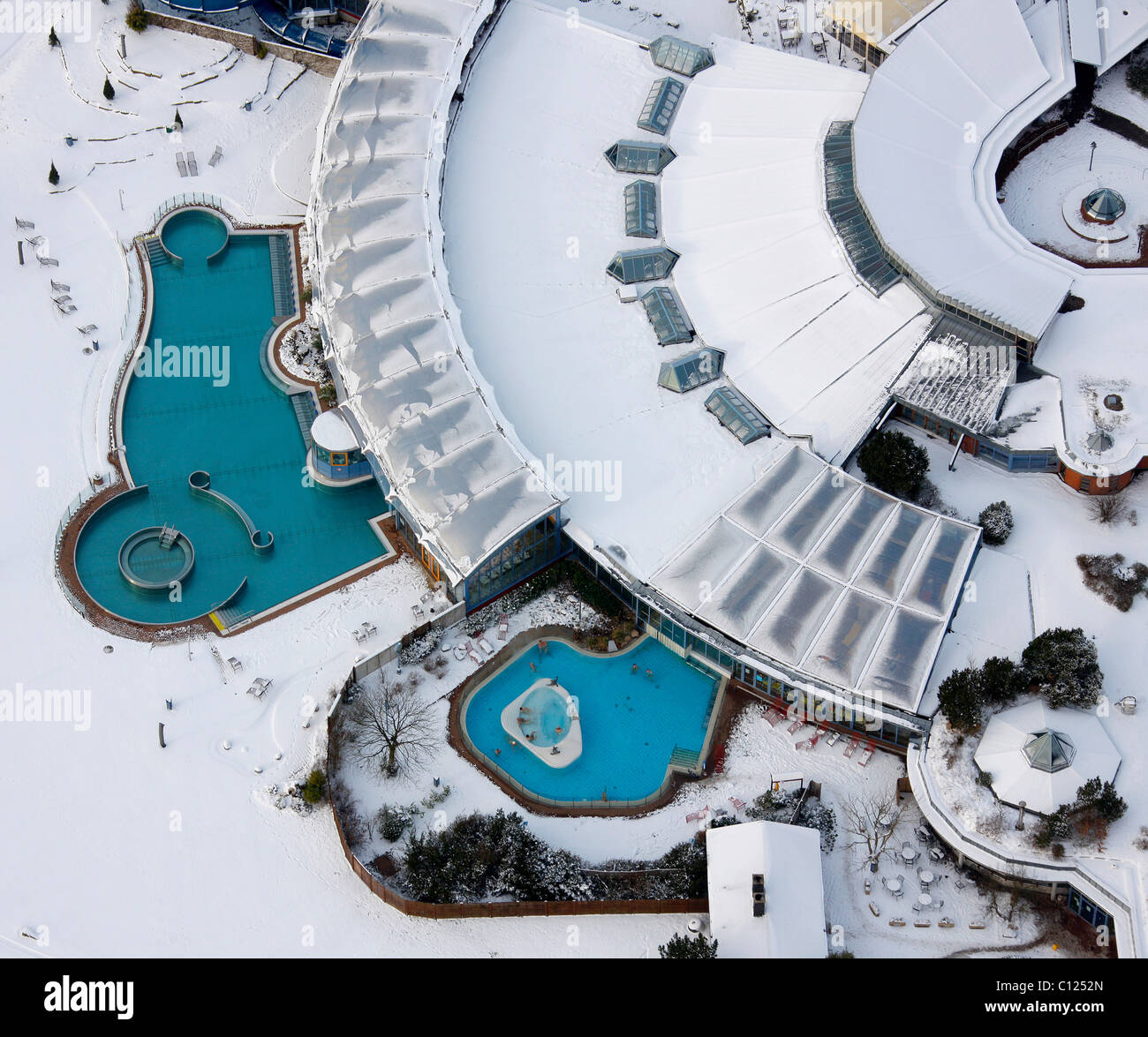 Aerial view, Freizeitbad Heveney swimming pool, Kemnader Stausee ...