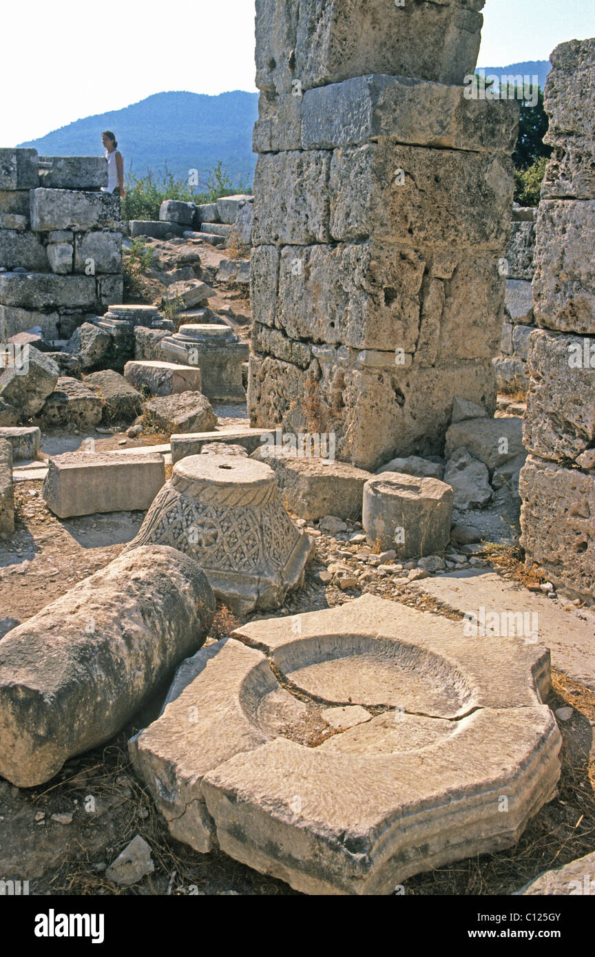 The ruins of Kaunos, Kaunus, Caunus, Caunos in Turkey near Dalyan Stock ...