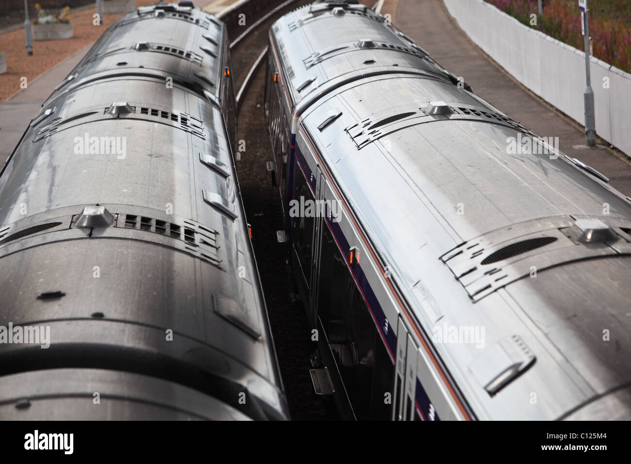 Scotrail first trains alongside each other at Montrose Station ...