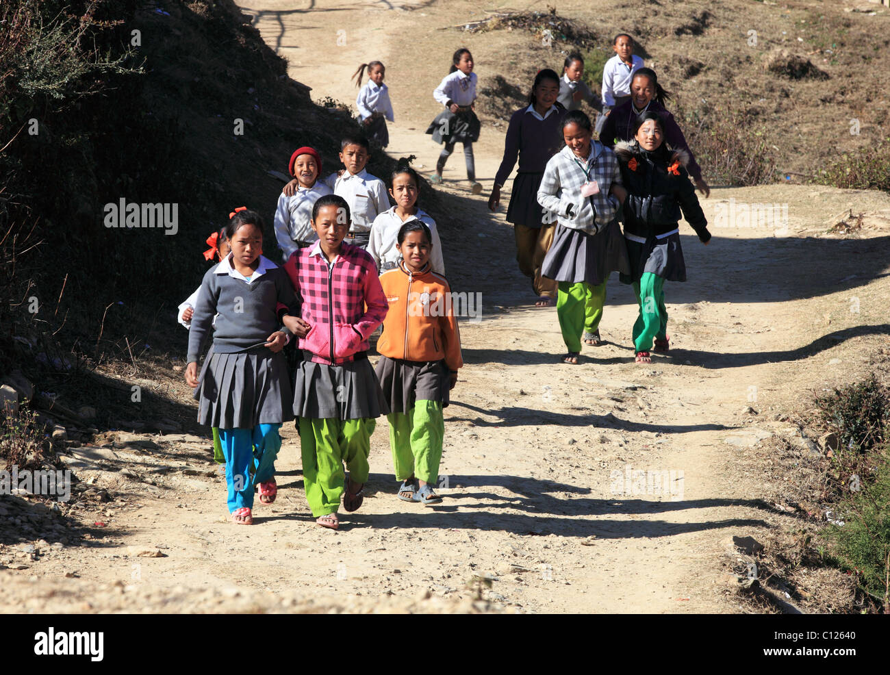 Nepali School kids in Nepal Himalaya Stock Photo - Alamy
