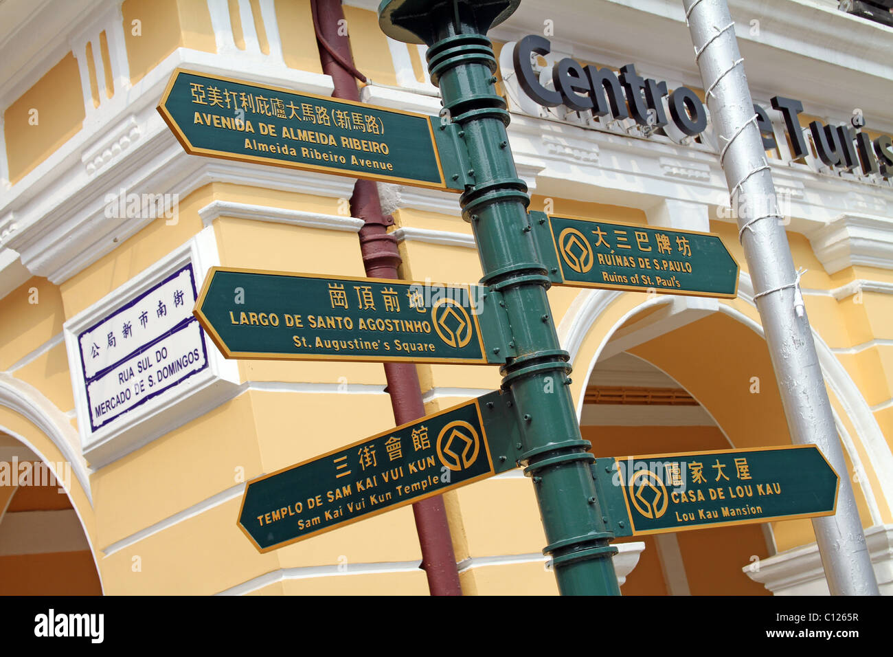 Signposts in the Largo do Senado, the Senate Square. The signs are ...
