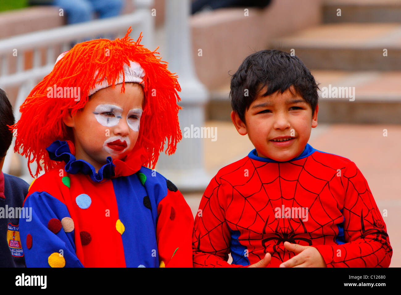 Dressed-up children, Mapuche Indians, Temuco, southern Chile, Chile ...
