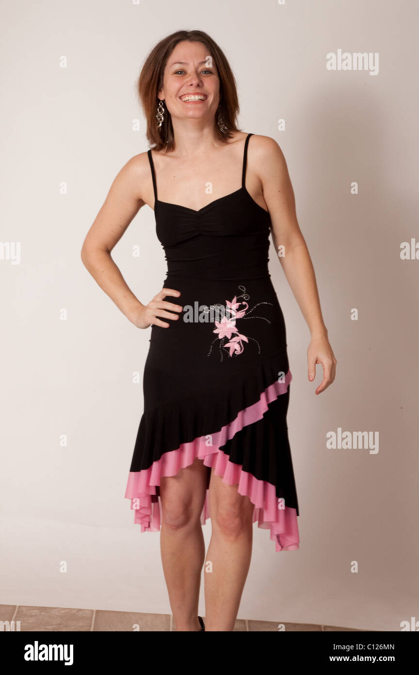 Pretty woman with a happy and smiling expression on her face Stock ...