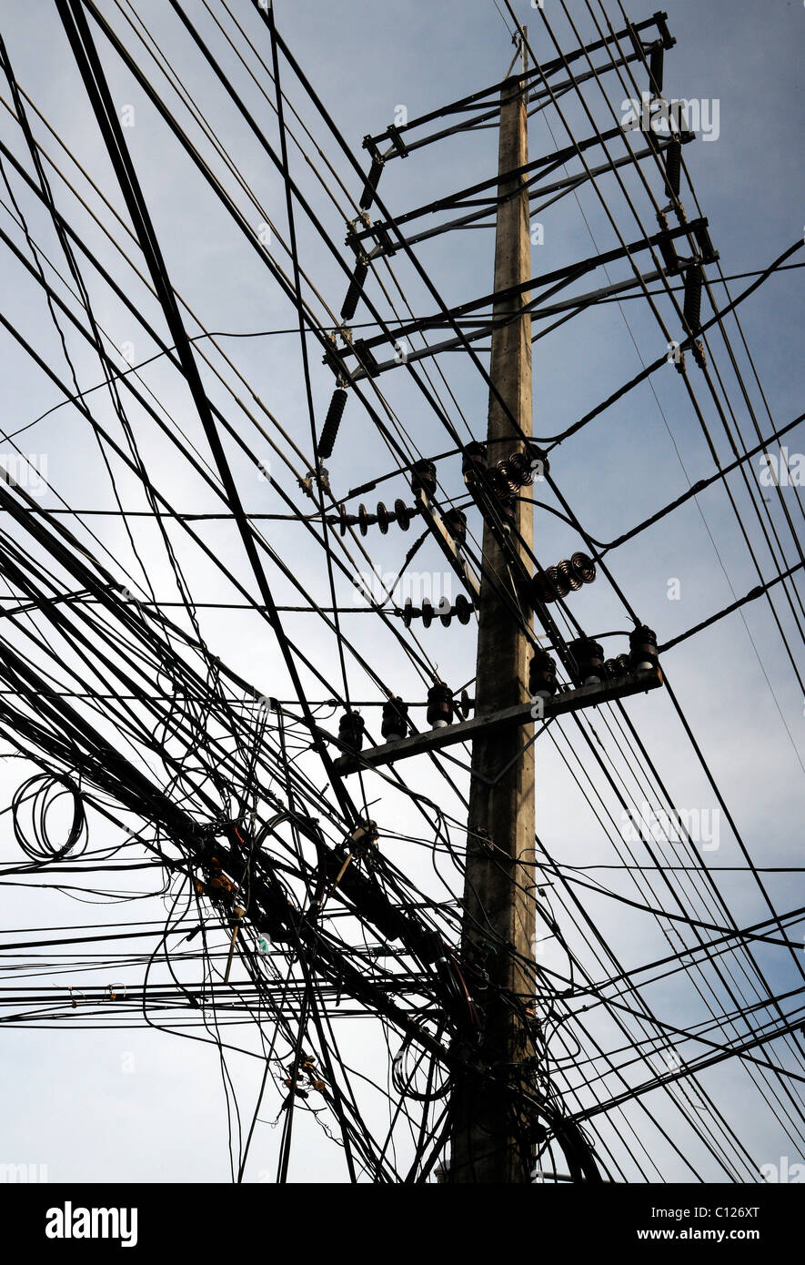 Powe poles and cables Stock Photo - Alamy