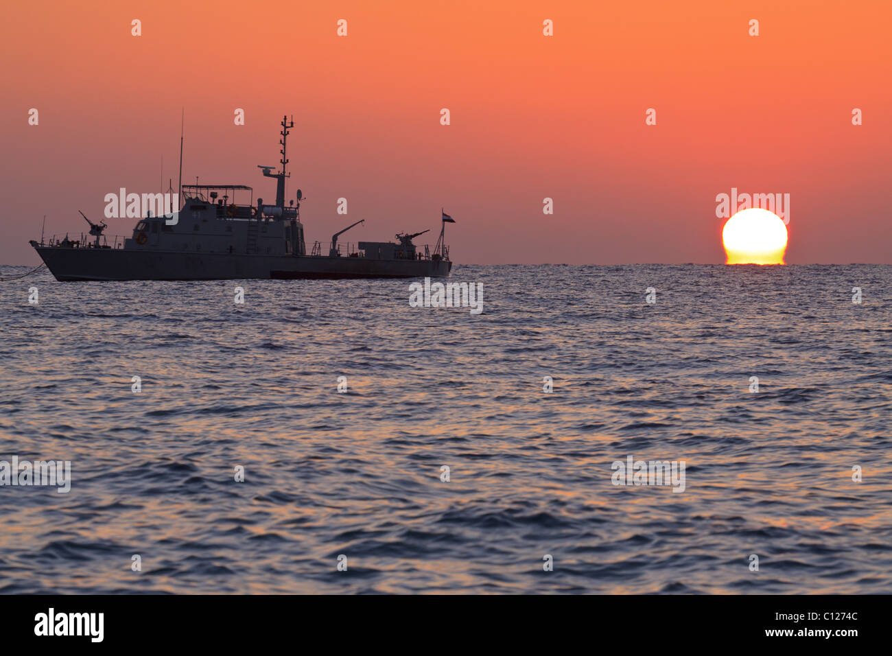 An Egyptian navy boat on the Red Sea in Egypt Stock Photo - Alamy