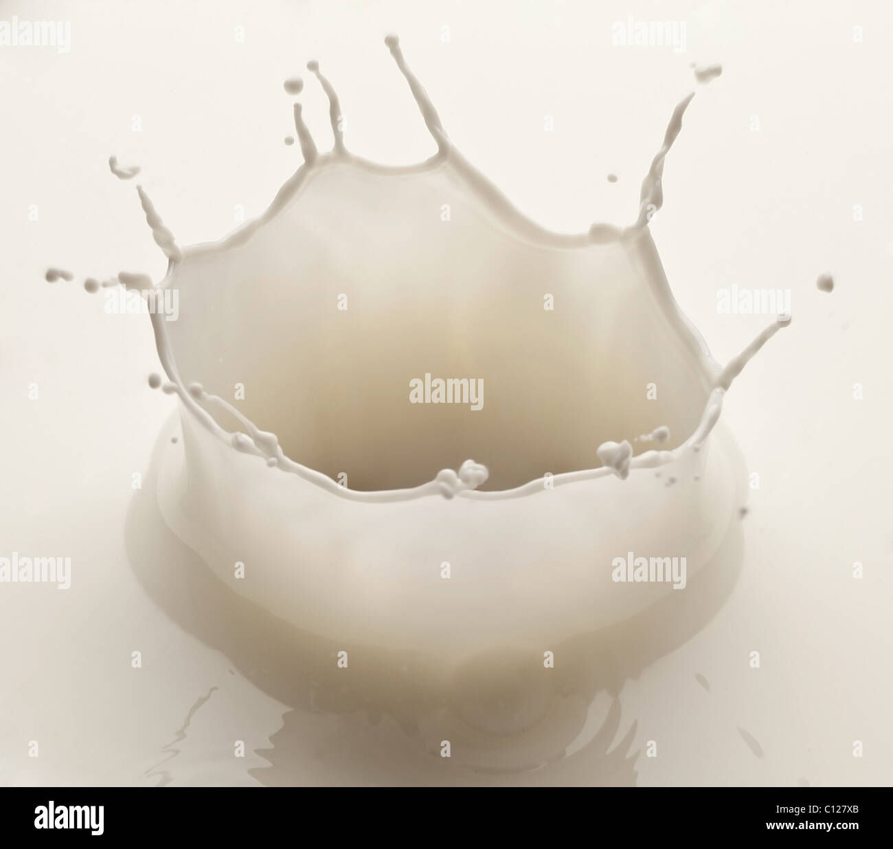 Splash of milk on a white background Stock Photo - Alamy