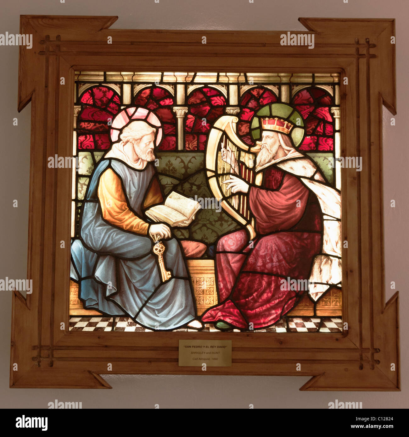 A stained window with the figure of King David Stock Photo - Alamy
