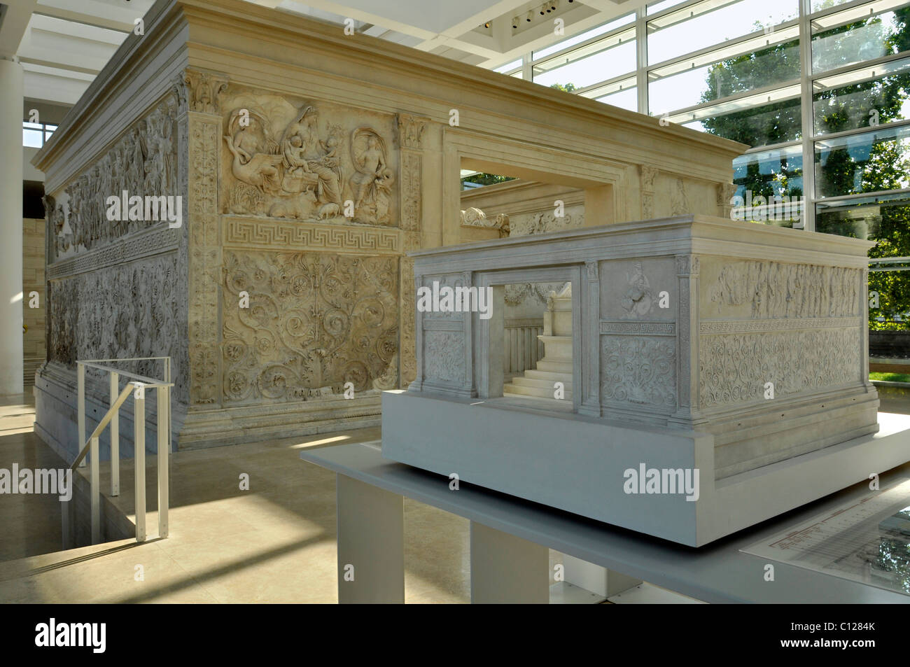 Ara Pacis Augustae peace altar, east side, model, Rome, Lazio, Italy ...