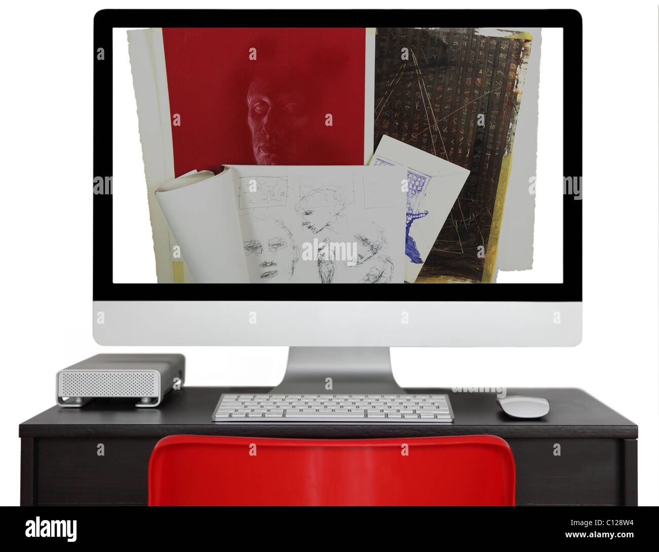 modern computer with large screen, often used by artists and designers ...