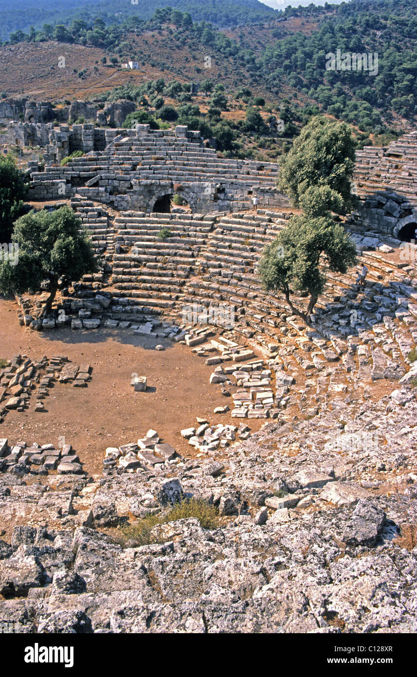 The ruins of the amphitheater theatre theater in Kaunos, caunus caunos ...