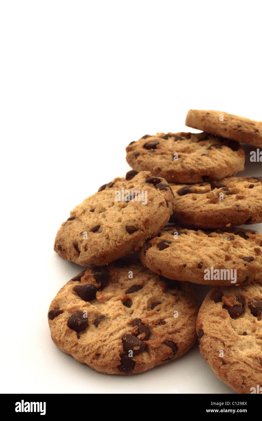 A pile of chocolate chip cookies with copy space Stock Photo - Alamy