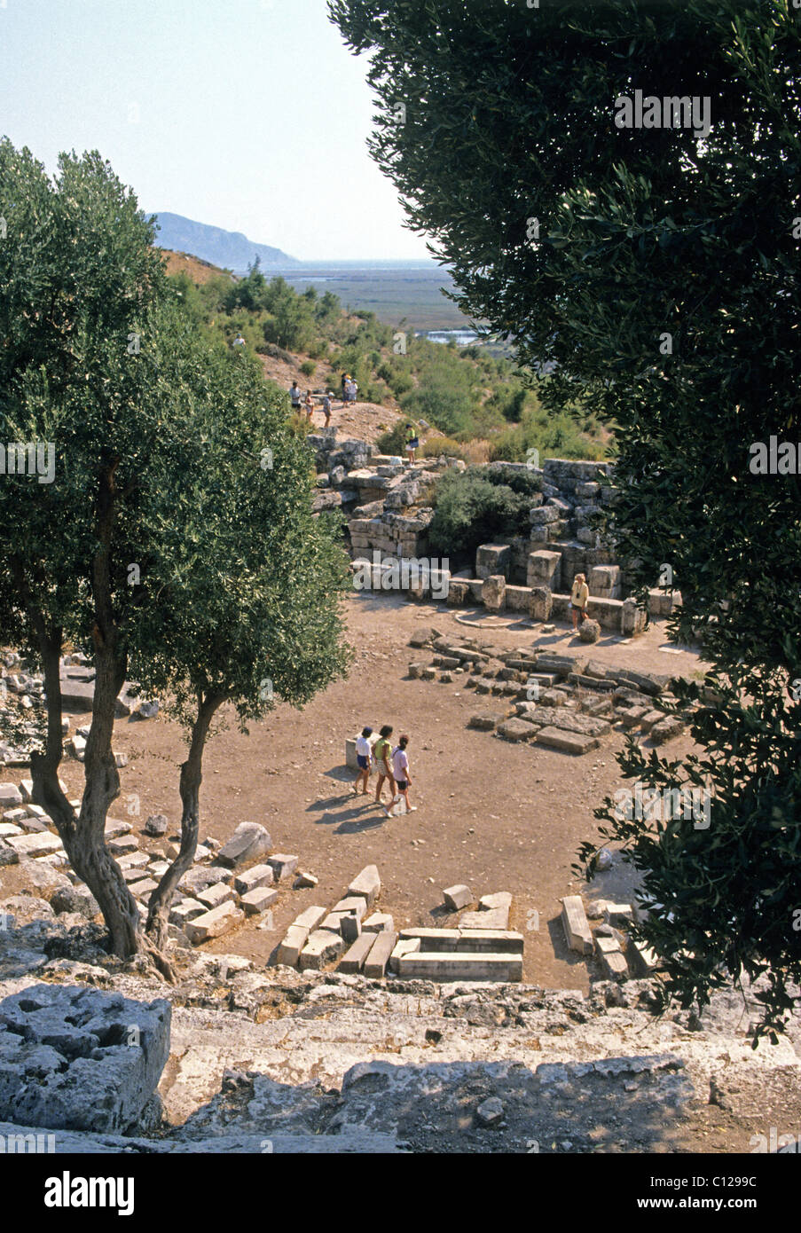 The ruins of the amphitheater theatre theater in Kaunos, caunus caunos ...