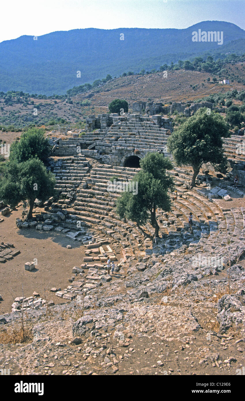 The ruins of the amphitheater theatre theater in Kaunos, caunus caunos ...