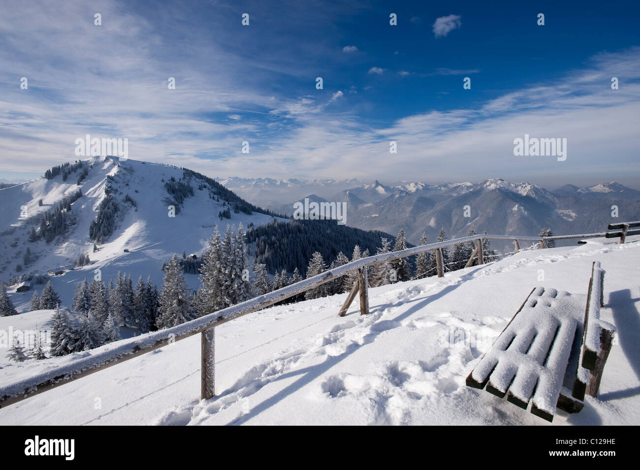 Mt. Setzberg and Bavarian Alps seen from Mt. Wallenberg, Upper Bavaria ...