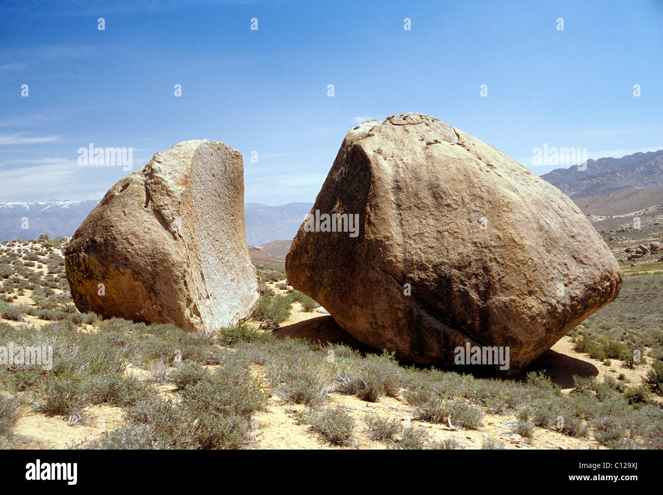 Large split boulder formation, The Buttermilks, near Bishop, California ...