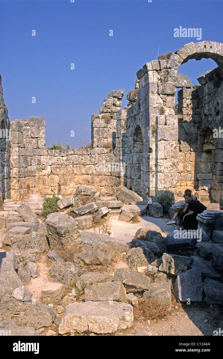 The ruins of Kaunos, Kaunus, Caunus, Caunos in Turkey near Dalyan Stock ...