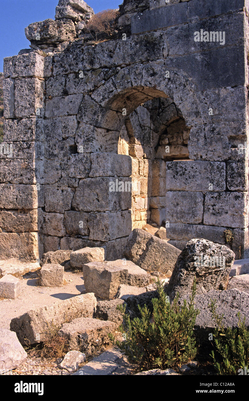 The ruins of Kaunos, Kaunus, Caunus, Caunos in Turkey near Dalyan Stock ...