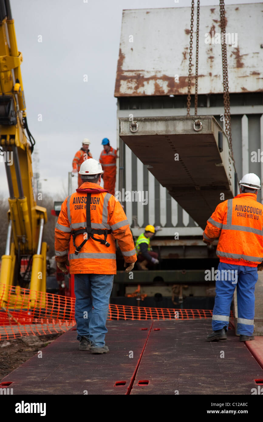 Delivery of Alstom National Grid Transformer, Preston from the barge ...