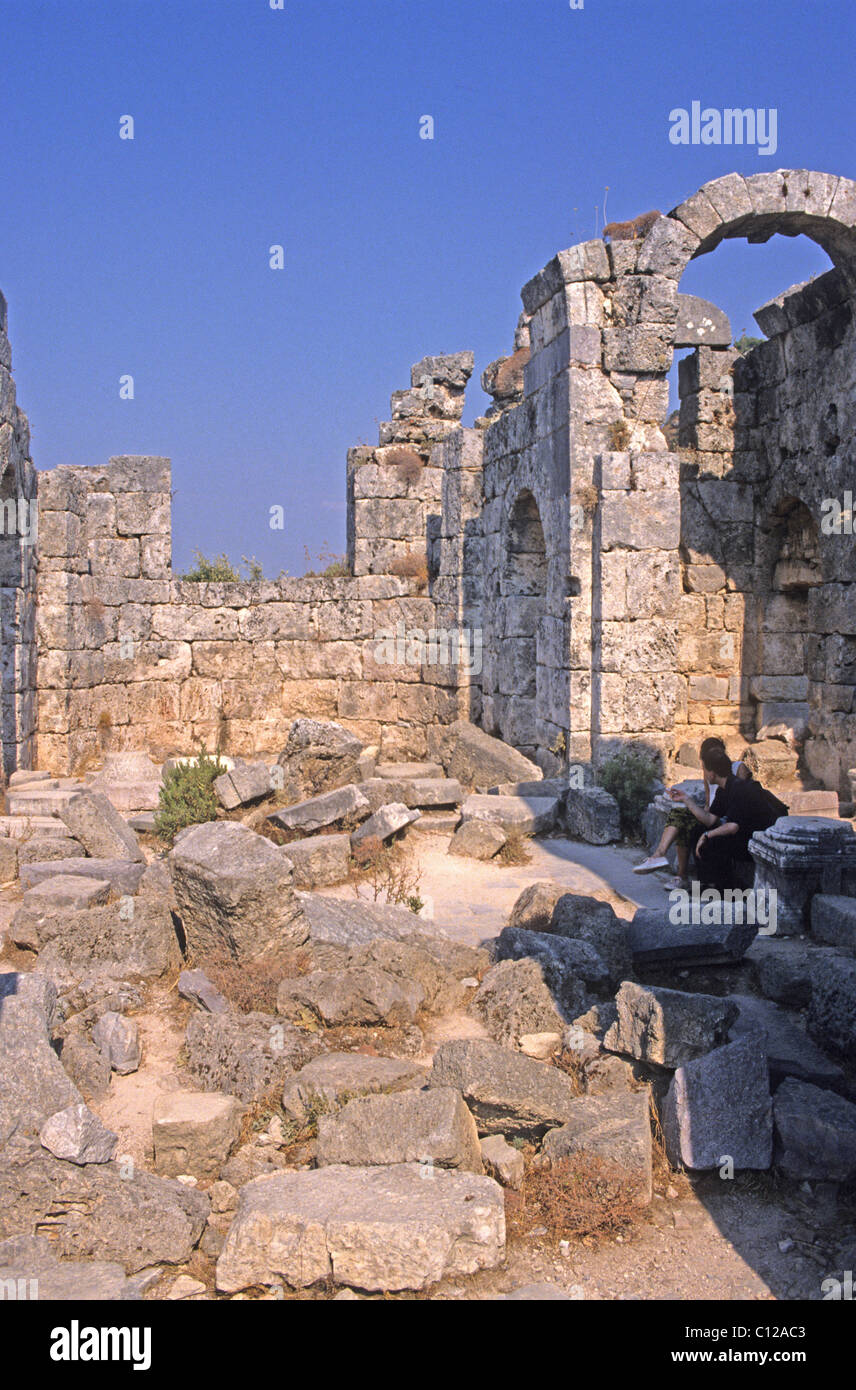 The ruins of Kaunos, Kaunus, Caunus, Caunos in Turkey near Dalyan Stock ...
