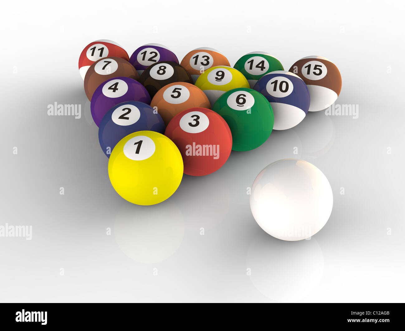 Billiard balls set close up on white background Stock Photo - Alamy