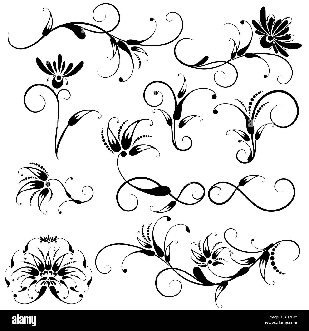 Collection of Decorative Design Elements on white background Stock ...