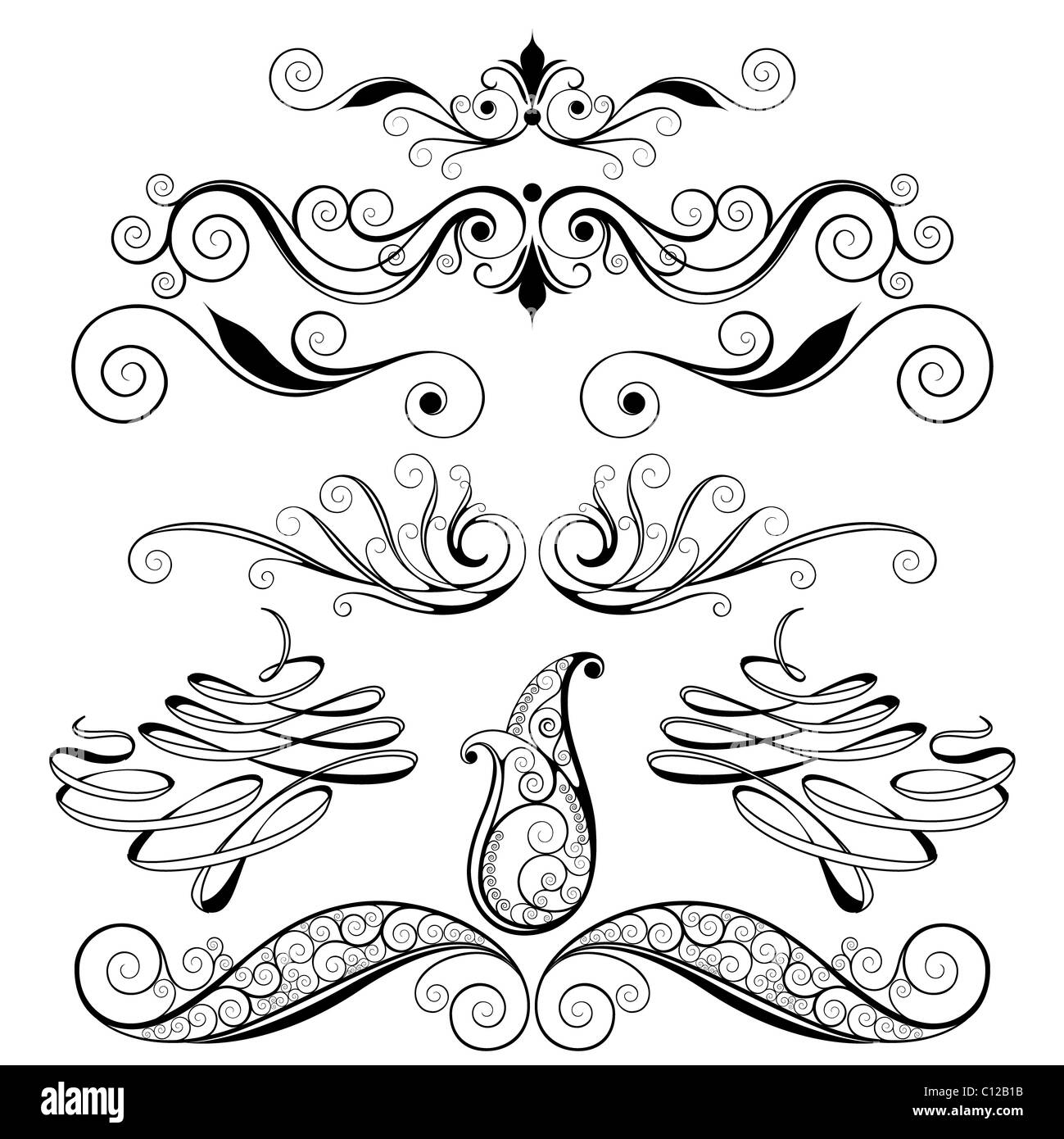 Collection of Decorative Design Elements on white background Stock ...