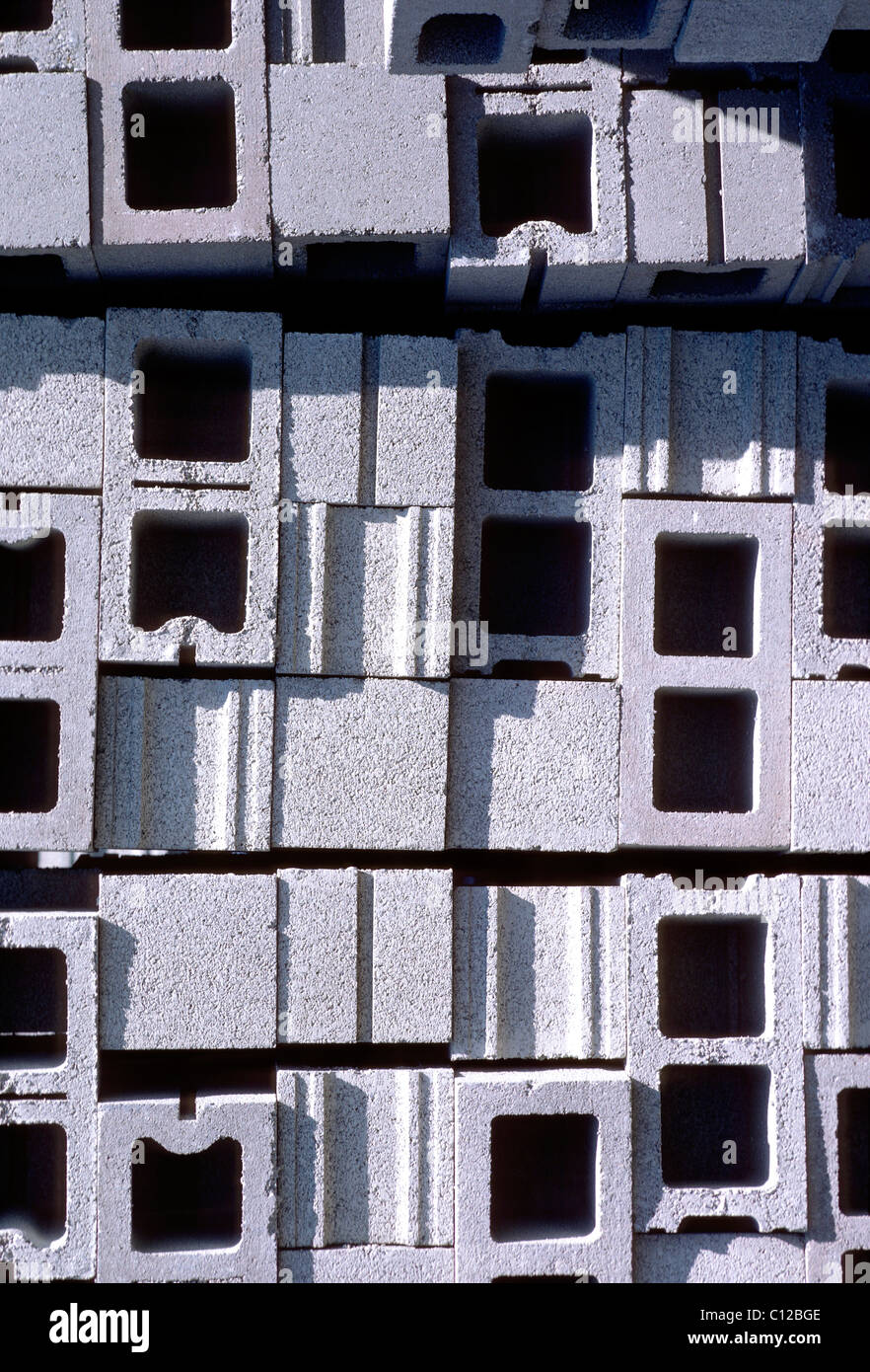 Colorful graphic close up of cement cinder blocks for use in building ...