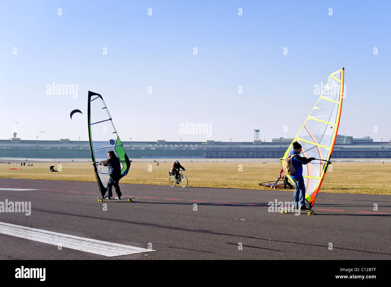 Windskaters at Tempelhof Park, former Tempelhof Airport, Berlin ...