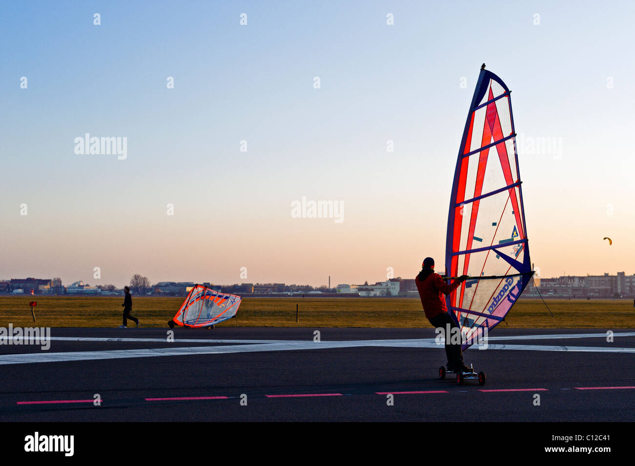 Windskaters at Tempelhof Park, former Tempelhof Airport, Berlin ...