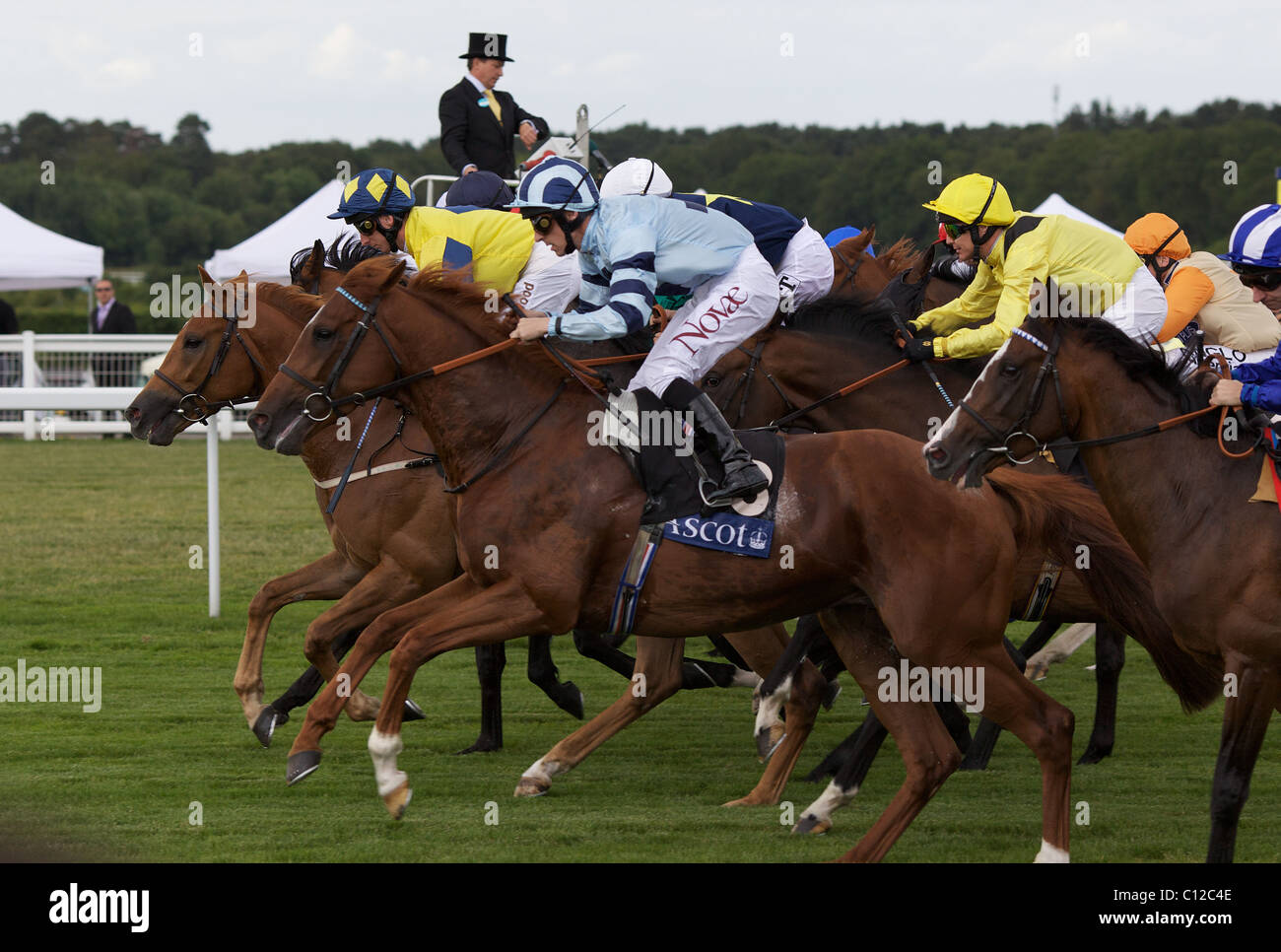 Horses at the start of a race during the race meeting at Royal Ascot ...