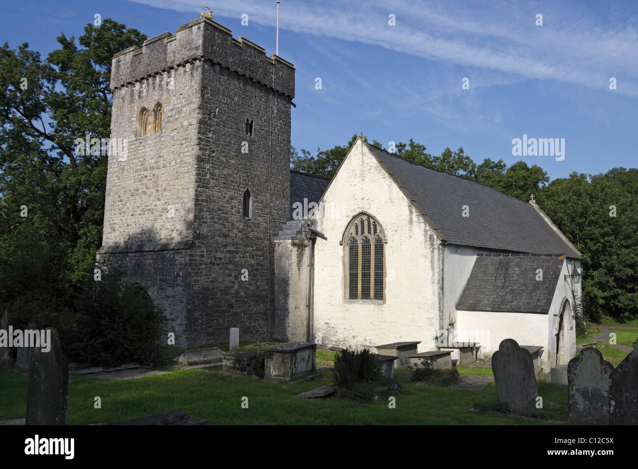 The parish church of saint Cadoc churchyard in Llancarfan in the Vale ...