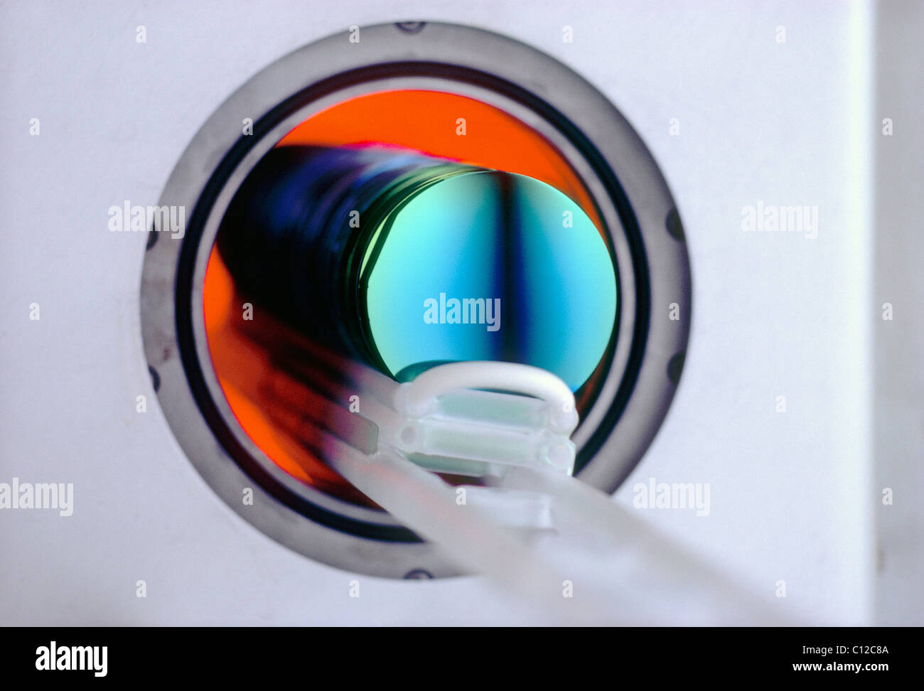 Close up of silicon wafer used to produce computer micro chips. Wafers ...