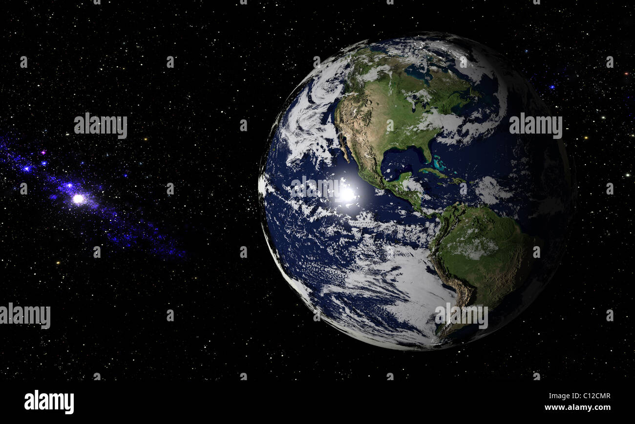 Earth in Space with Nebulae Stock Photo - Alamy