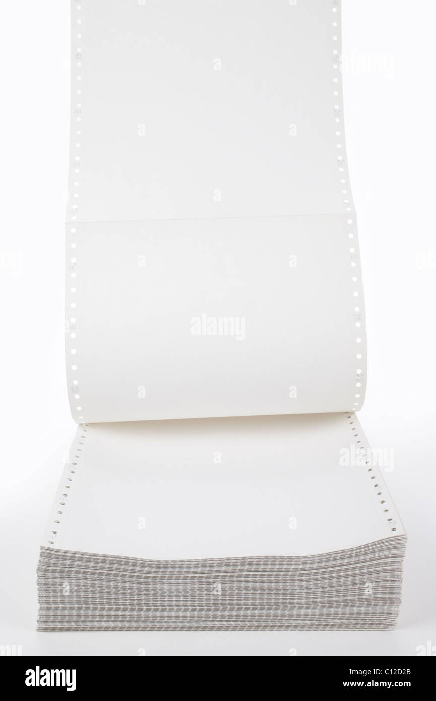 Perforated Computer Paper for background Stock Photo - Alamy