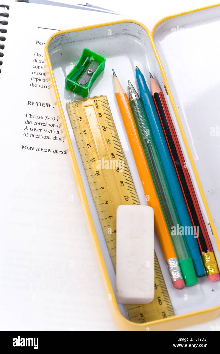 Pen ruler pencil book school hi-res stock photography and images - Alamy