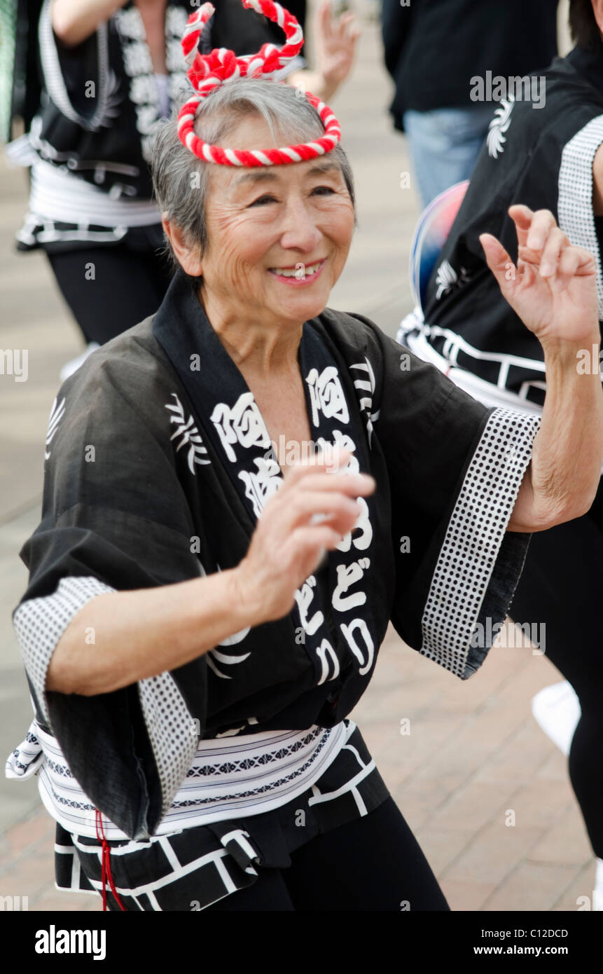Traditional Japanese costumes at the Matsuri Festival in downtown ...
