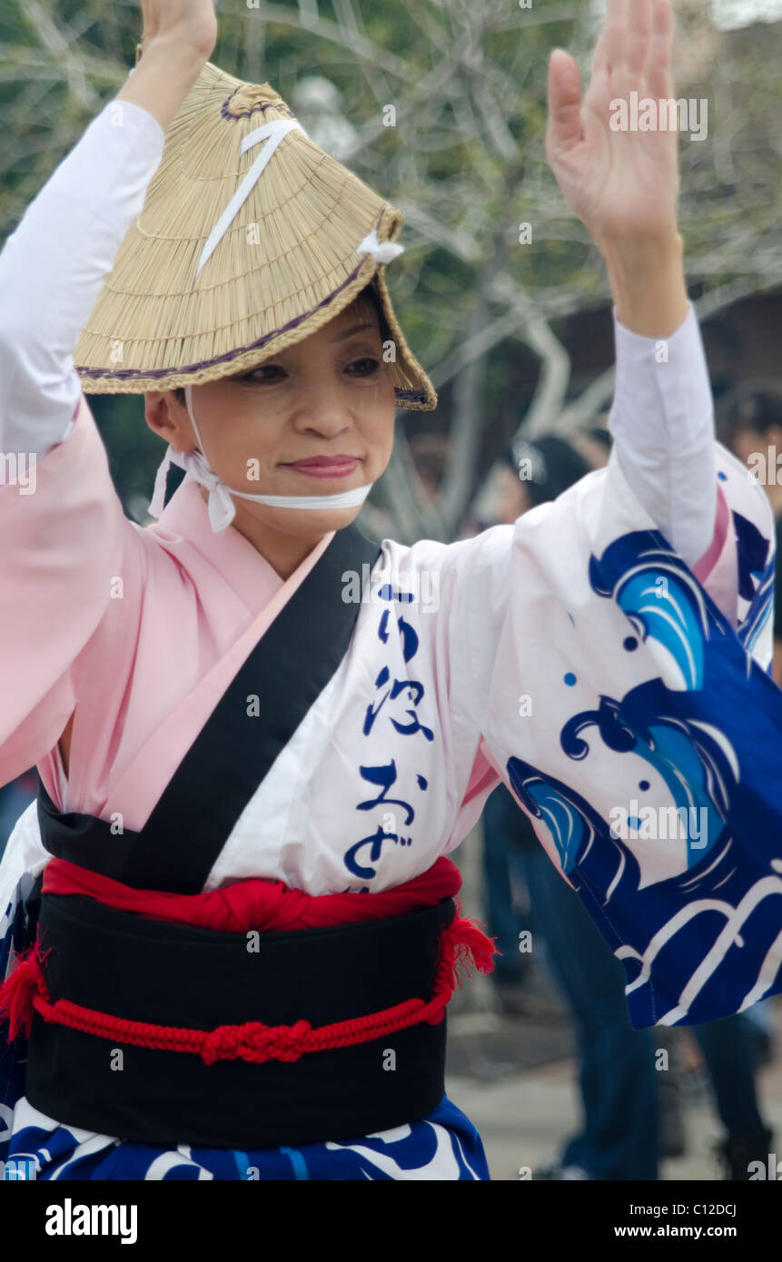 Traditional Japanese costumes at the Matsuri Festival in downtown ...