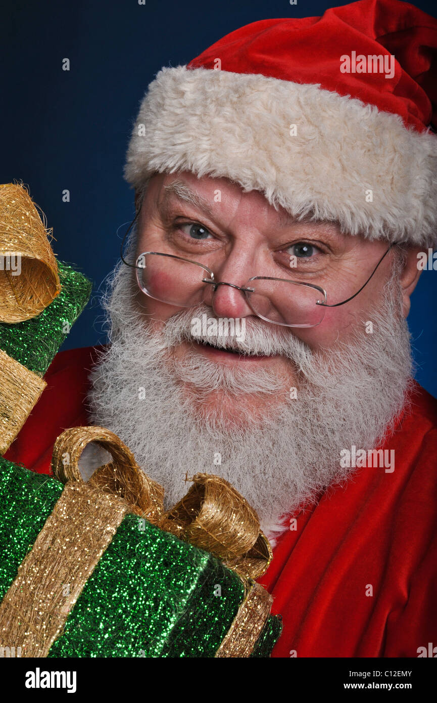 Father Christmas, Santa, Xmas red suit white beard hat and glasses ...