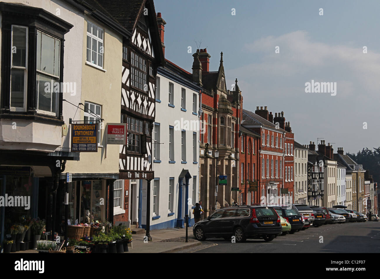 Elegant architecture in Broad Street, Ludlow, Shropshire, England, UK ...